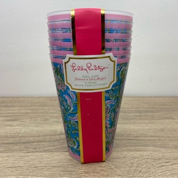 Lilly Pulitzer | Dining | Lilly Pulitzer Chick Magnet Pool Cups Set Of ...